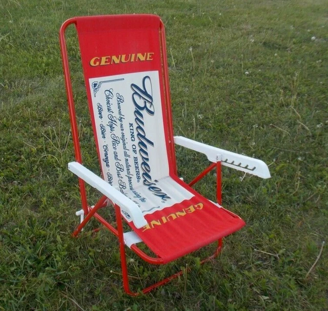 BUDWEISER GENUINE &KING of Beers" VTG Canvas Folding Beach Chair ...