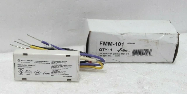 NOTIFIER FMM-101 ADRESSABLE Alarme Incendie Mini Moniteur Module FMM101 ...