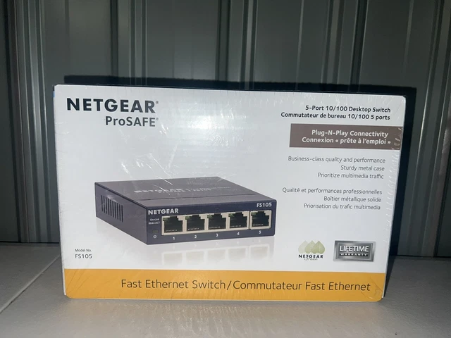 NEW NETGEAR PROSAFE 5-Port 10/100 Mbps Fast Ethernet Switch FS105NA $24 ...