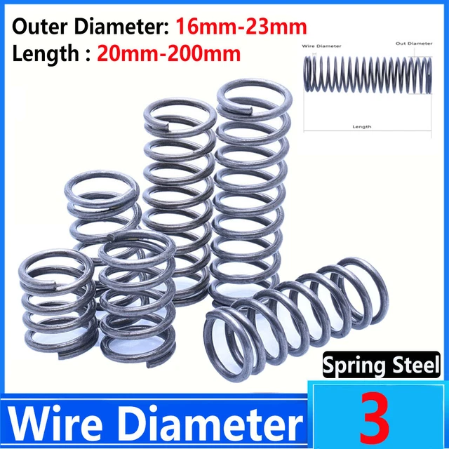 COMPRESSION SPRINGS WIRE Diameter 3mm Length 20-100mm Nickel Plated ...