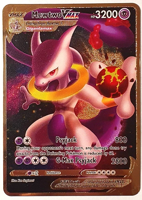 MEWTWO VMAX POKEMON Metal Solid Gold Card HP3200 Fun Art Collectable ...