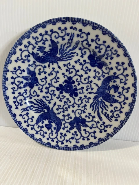 ANTIQUE MORIMURA PHOENIX Ware Blue-White Porcelain Blossom Mark Plate 8 ...