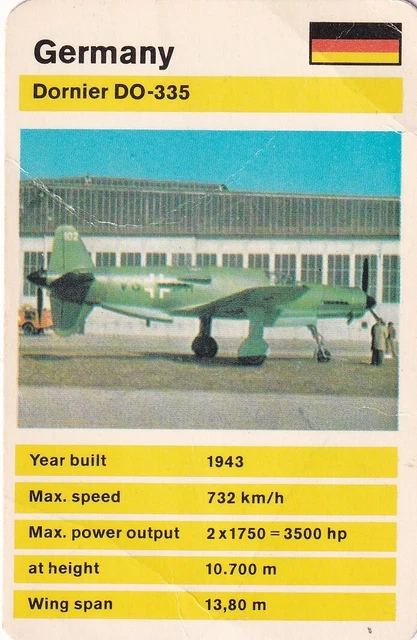 TOP TRUMPS CARD aircraft WW2 Dornier DO-335 £3.84 - PicClick UK