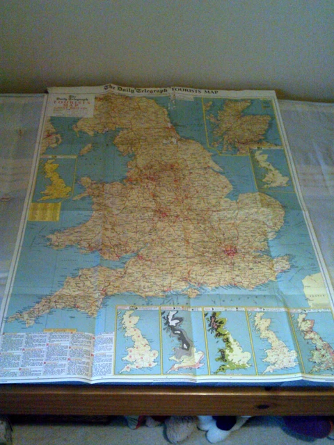 VINTAGE LARGE THE Daily Telegraph tourists Map of Great Britain 1964 £8 ...