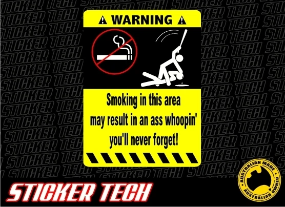 WARNING NO SMOKING Vinyl Sticker Decal Suits Office Bar Club Sign ...