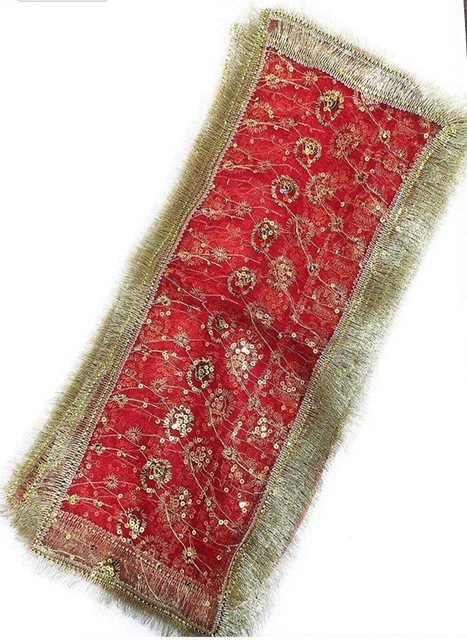 INDIAN TRADITIONAL MATA Ki Chunri red & golden color 25 X 11 Inch Set ...