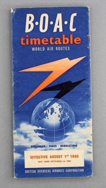 BOAC AIRLINE TIMETABLE August 1960 Route Map B.o.a.c. Speedbird £39.95 ...