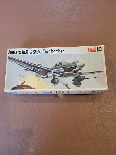 RARE VINTAGE FROG Junkers Ju.87G Stuka Dive-Bomb Aircraft Kit -1/72 ...
