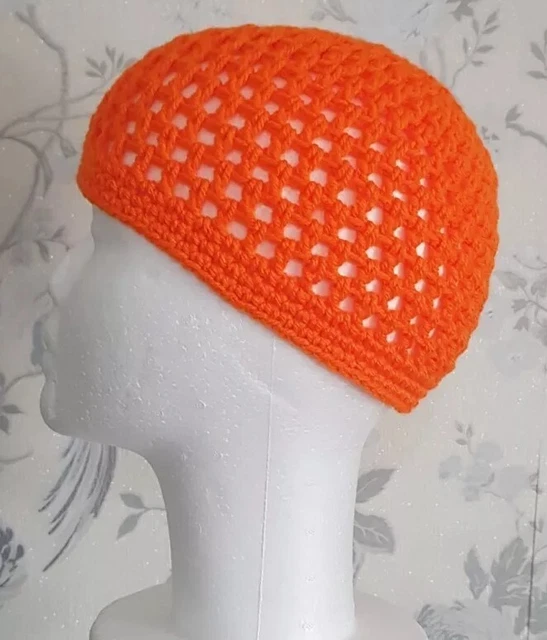CROCHET MESH SKULL Cap Hat 70s 20s Abba, Party FREE p&p Cycling Hat ...