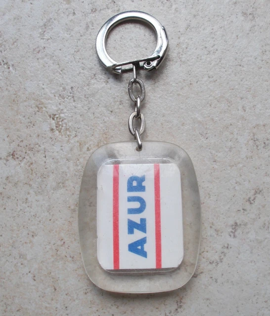 VINTAGE AZUR MOTOR Oil Keyring key chain France french petroliana 1960s ...