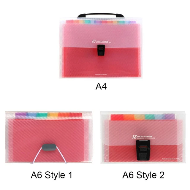 FILE CASE PLASTIC Paper Organizer File Folder Document Bag 13 Pockets ...