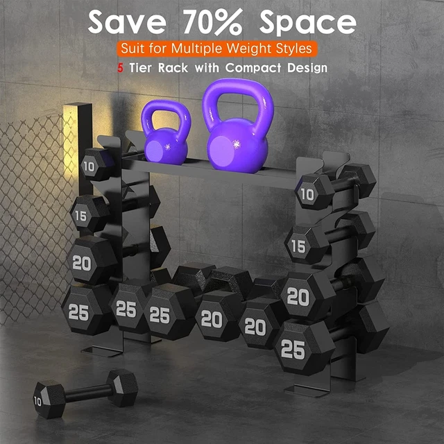 5 TIER RACK Dumbbell Rack Stand Weight Rack for Dumbbells Home Gym $80. ...
