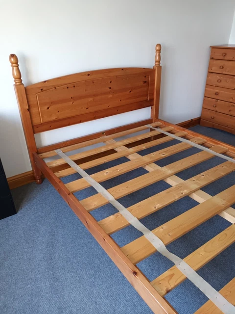 PINE / WOOD Double Bed Frame Very Good Condition £30.00 - PicClick UK