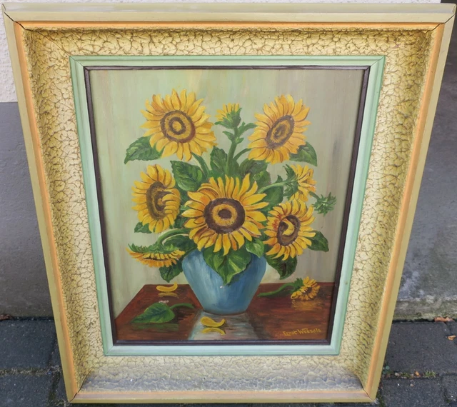 ERNST WESSELS GEMÄLDE Sonnenblumenstrauß Sonnenblumen / Blumen Stillleben 1954 EUR 99,00 ...