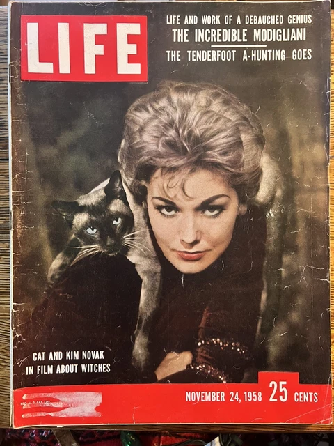 LIFE MAGAZINE KIM Novak Witches Cat Artist Modigliani November 24 1958 ...