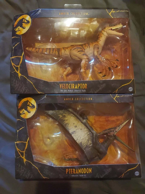 JURASSIC PARK JURASSIC World Amber Collection Tiger Velociraptor and ...