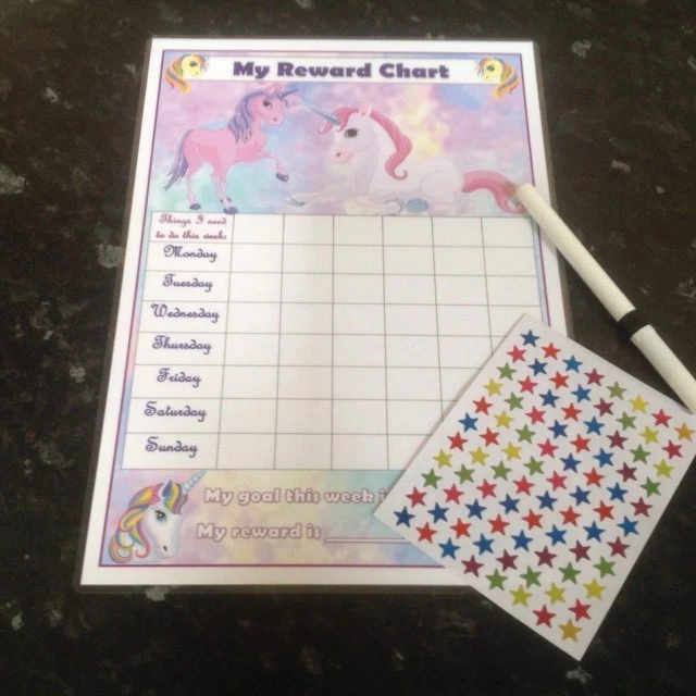 UNICORN THEMED REWARD chart kids reward chart behaviour chart stars ...