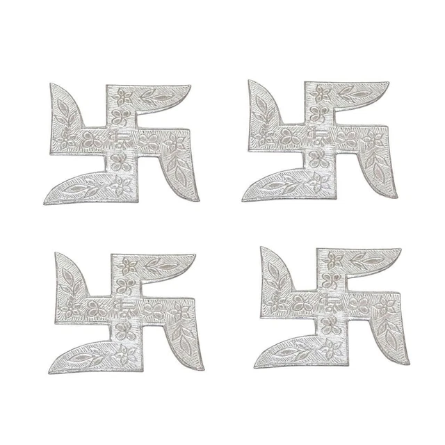 SILVER SWASTIK PYRAMID Chandi Vastu Swastik for Kitchen, Home 4 Pieces ...