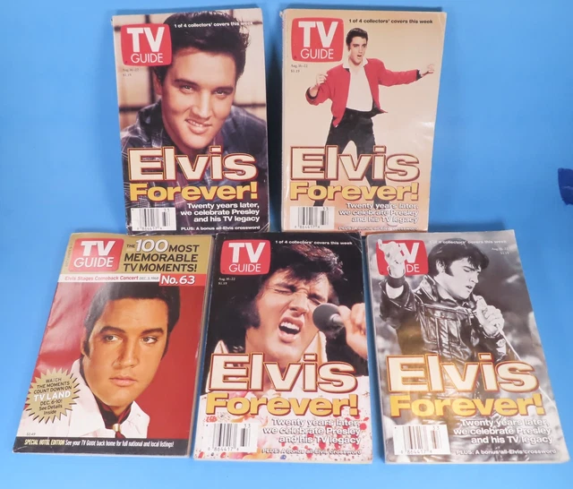 LOT OF 5 Elvis Presley TV Guides~Collector's Edition 1997 /100 Most ...