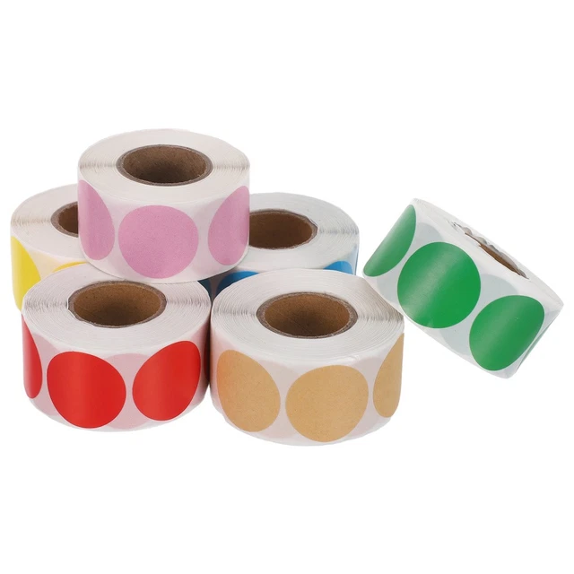 6 ROLLS ROUND Blank Kraft Paper Self Adhesive Label Stickers Writable ...