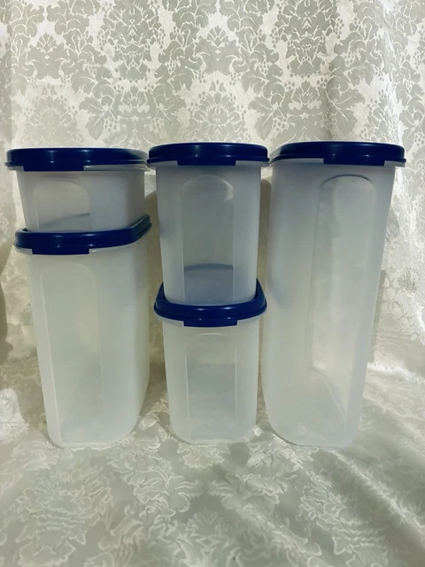 TUPPERWARE MODULAR MATES Oval Container Set Sizes 1 2 3 4 5 Blue Seals ...