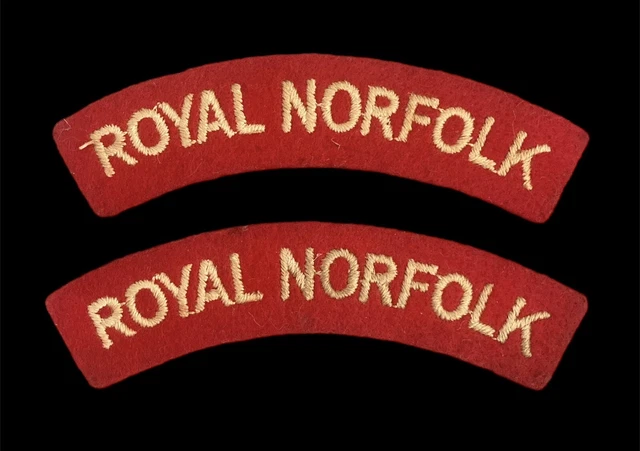 GENUINE WW2/1950S BRITISH Army Royal Norfolk Shoulder Title Pair £12.50 ...