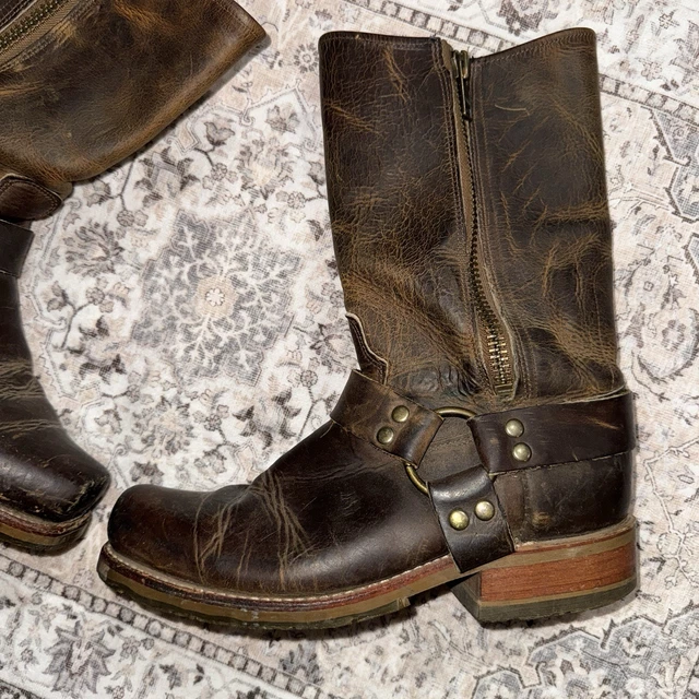 DOUBLE H MADE In USA Rare Civil War HARNESS Boot Rough Leather Cowhides ...