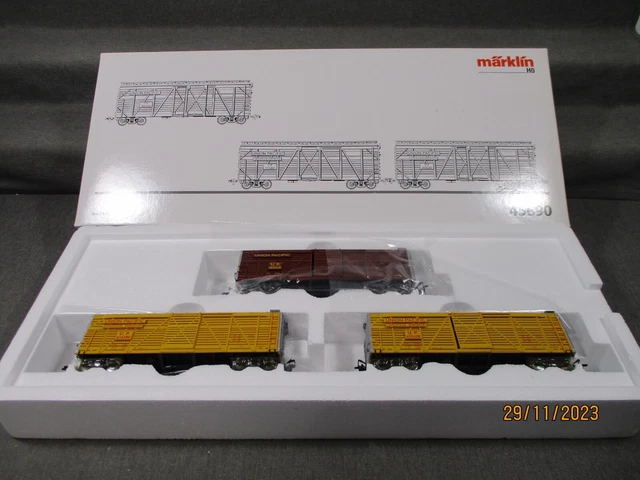 MÄRKLIN 45690 SPUR H0 Güterwagen Set BOX Car Set USA Union Pac. 3 ...