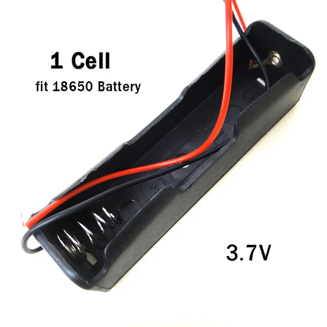 1 CELL 18650 Battery Holder Box Case Open 3.7V With Connector Wire ...