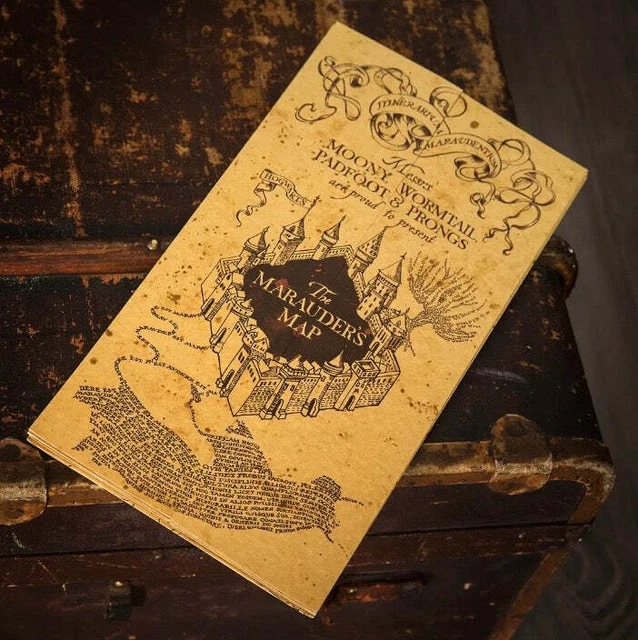 HARRY POTTER MARAUDERS MAP, Live Hogwarts Map, Wizard School Accessory ...