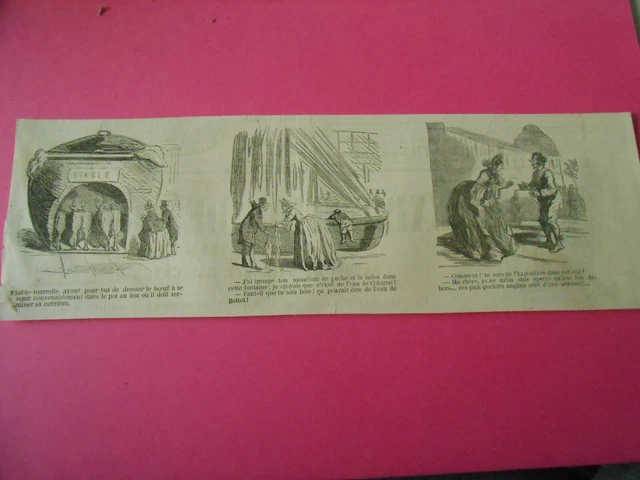 VIGNETTE 19ÈM CARICATURE Humour Etable Marmite pour dresser le boeuf ...