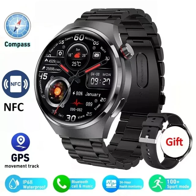 GT4 PRO WATERPROOF Smart Watch NFC GPS Tracker AMOLED Bluetooth Call ...