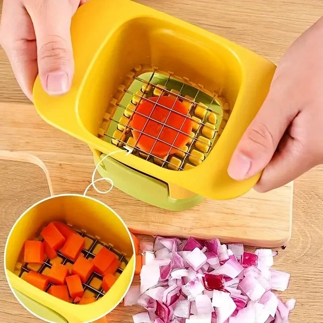 2IN1 VEGETABLE CHOPPER Dicing Slitting Potato Onion Cutter Slicer ...
