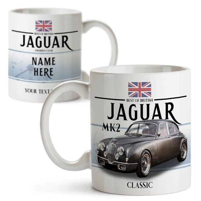 PERSONALISED JAGUAR MK2 Car Mug Classic Cars Cup Motor Garage Dad Gift ...