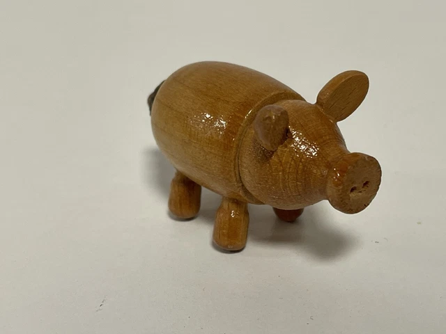 FIGURINE ERZGEBIRGE ÉPANDEUR de sel/poivre cochon 6 x 3,5 cm. État voir ...