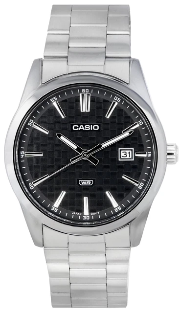 CASIO ANALOGICO ACCIAIO inox Nero MTP-VD03D-1A MTPVD03D-1 Orologio da ...