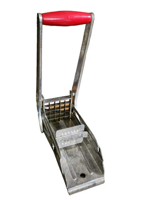 VINTAGE VILLA POTATO Chipper/ French Fry Cutter Metal Red Handle Made ...