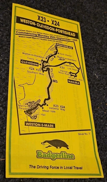 BADGERLINE BUS TIMETABLE. Route X23, X24. 1988. TA. £1.99 - PicClick UK