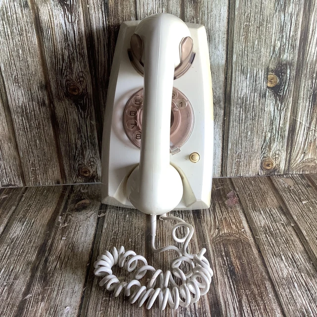 ROTARY DIAL TELEPHONE Wall Phone Vintage Cream White Telephone $125.00 ...