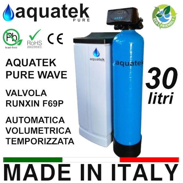 ADDOLCITORE AQUATEK WAVE 30 litri Automatico 2 Componenti Doppio corpo ...