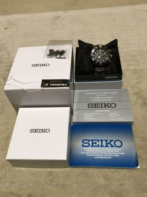 SEIKO PROSPEX CHRONOGRAPH Box Divers 200m Solar Mens Watch Authentic ...