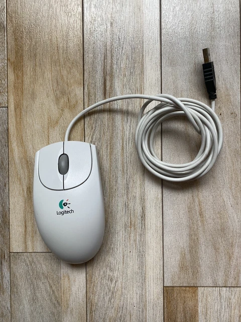 VINTAGE LOGITECH FIRST Pilot Wheel Mouse M-BE58. 2-Button and Scroll ...