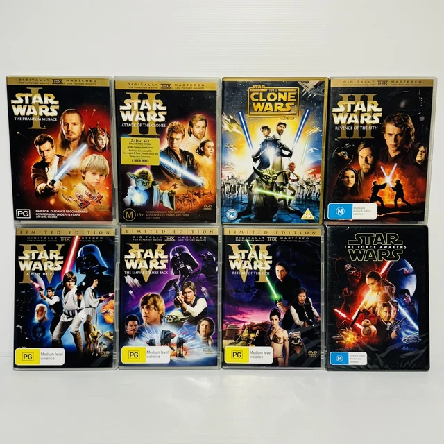 STAR WARS EPISODES 1-6 DVD Set + The Clone Wars + The Force Awakens ...