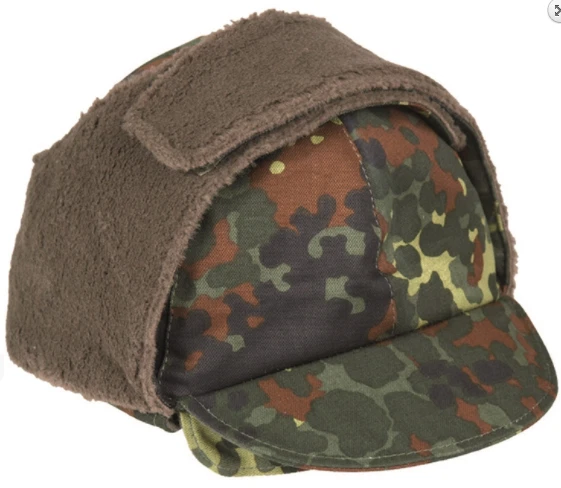 GENUINE GERMAN ARMY Bundeswehr Flecktarn Cap Camo Winter Hat Cold ...