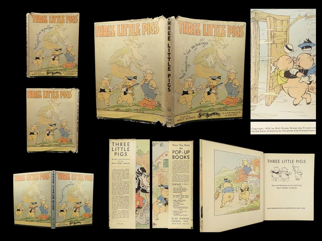 1933 WALT DISNEY 1ed Three Little Pigs Children’s Fable Big Bad Wolf ...