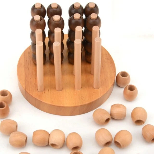 GIOCO EDUCATIVO E sensoriale didattico palline in legno chiaro e scuro ...