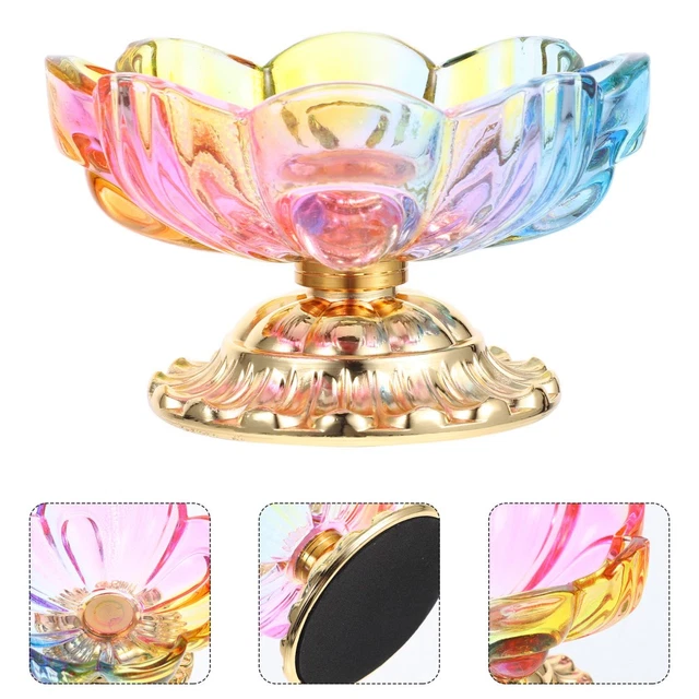LOTUS FLOWER SERVING Tray Glass Fruit Salad Bowl Bohemia Candy Clear ...