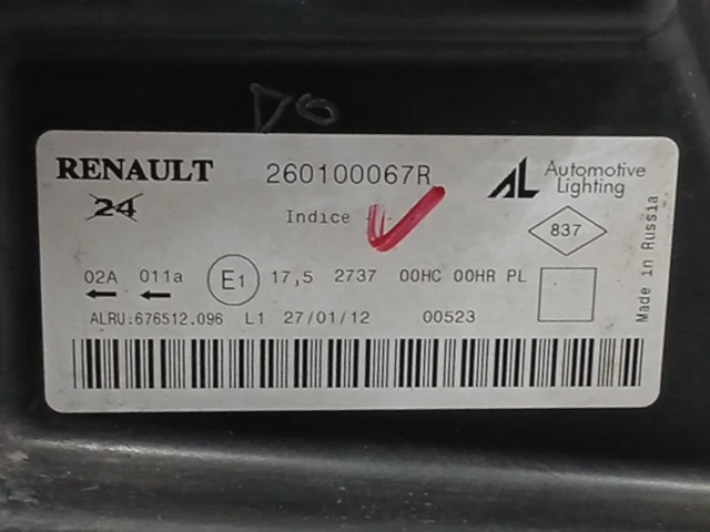 260100067R FARO DERECHO Para Dacia Duster /Observar Fotos /Para Pulir ...