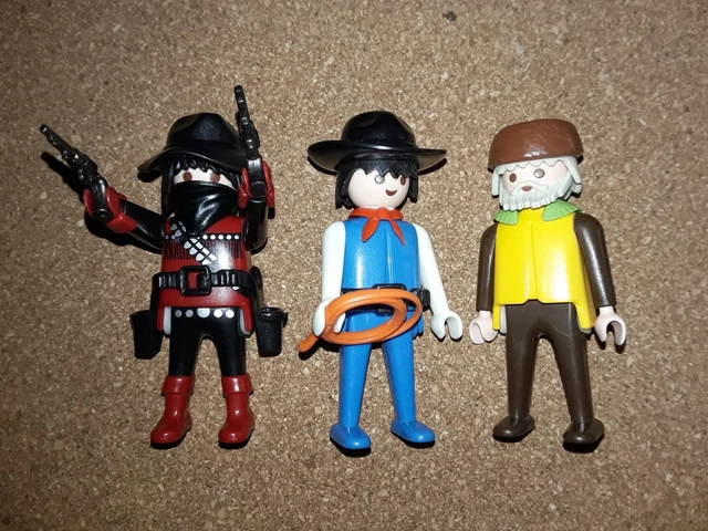 PLAYMOBIL GEOBRA WESTERN ACW 3 Figuren Revolverheld + Cowboy mit Lasso ...