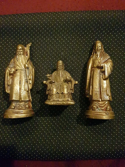 COLLECTION OF 3 Chinese Brass Figures netsuke Holy Men £30.00 - PicClick UK